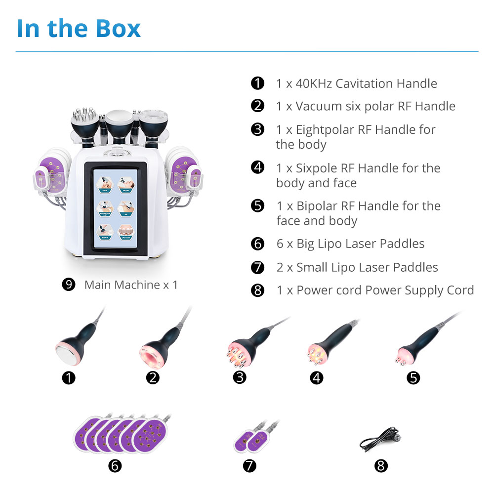 Upgraded 6 in 1 Cavitation Machine Body Contouring Spa Use