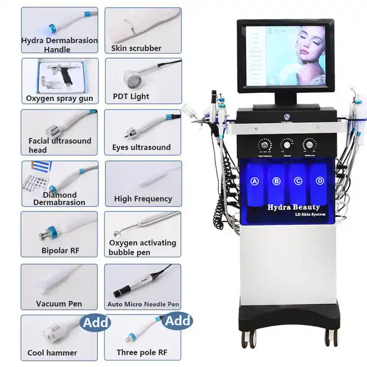 Professional 13 in 1 Hydrafacial Dermabrasion BIO EMS Face Care Machine