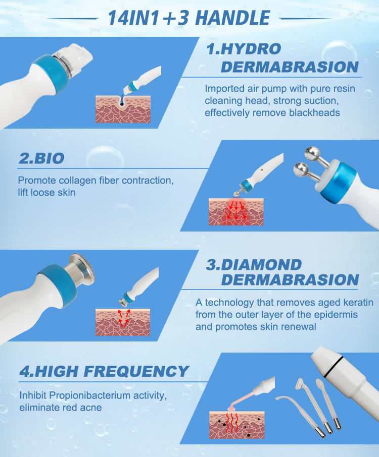 Professional 13 in 1 Hydrafacial Dermabrasion BIO EMS Face Care Machine