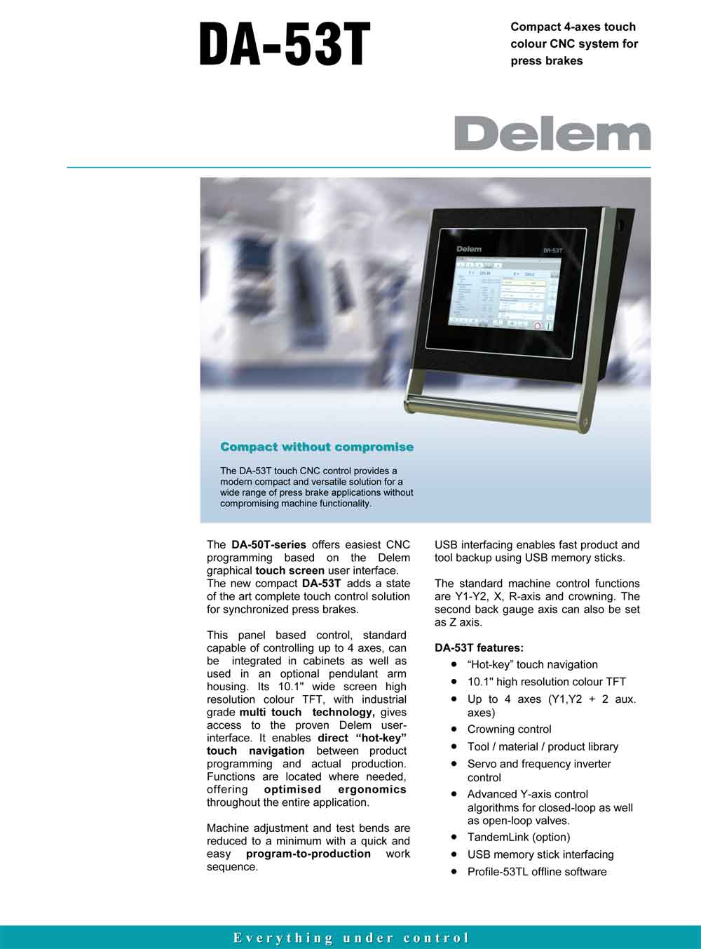 Sistema CNC a color táctil DELEM DA53T | JUGAO CNC MACHINE JIANGSU CO LTD.