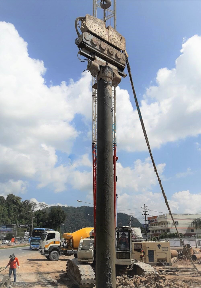 YZ-180B ГИДРАВЛИЧЕСКИЙ ВИБРОПОГРУЖАТЕЛЬ РАБОТАЕТ В ТАИЛАНДЕ | Zhenu Machinery