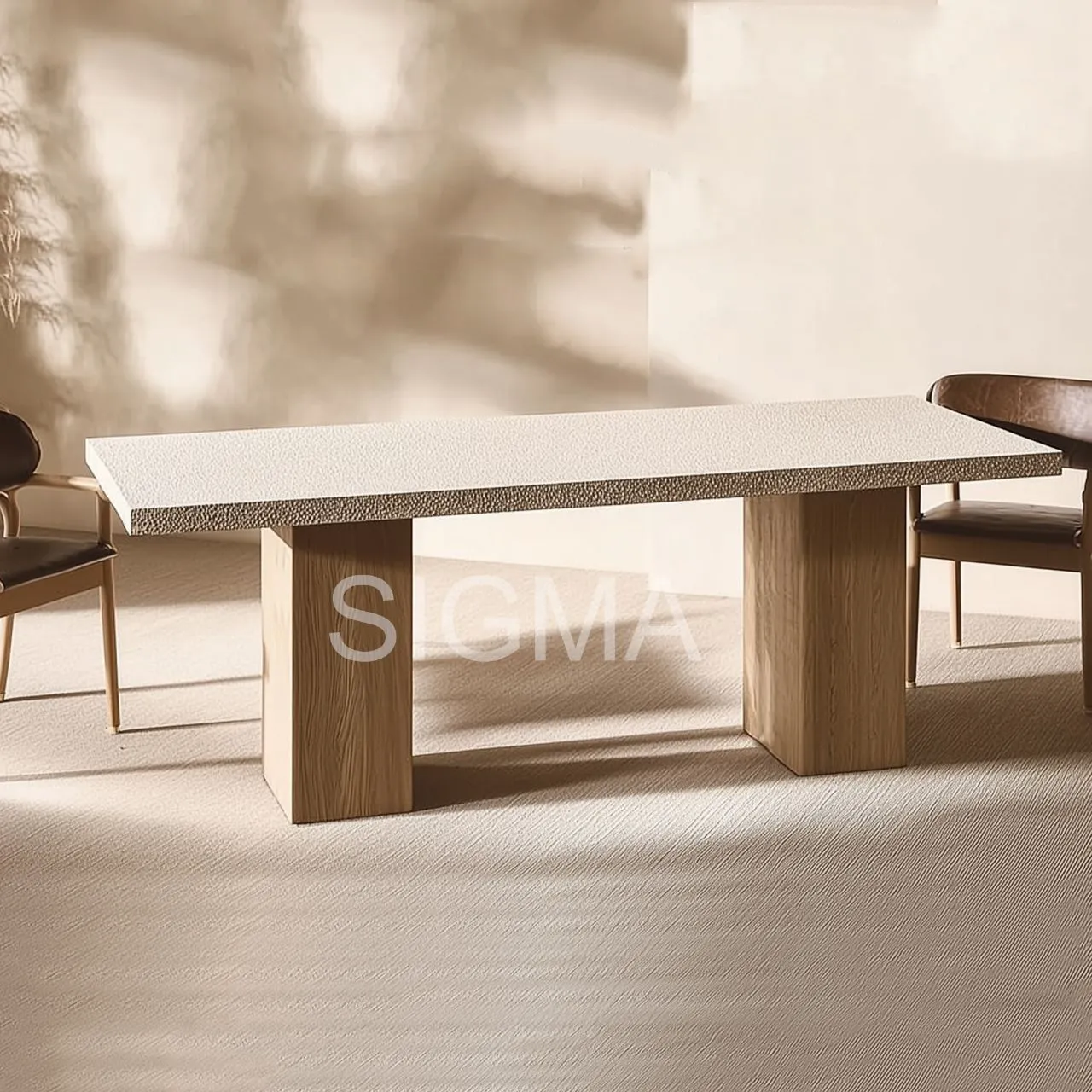 Villa modern style furniture set, wooden marble material restaurant round table chair set ...