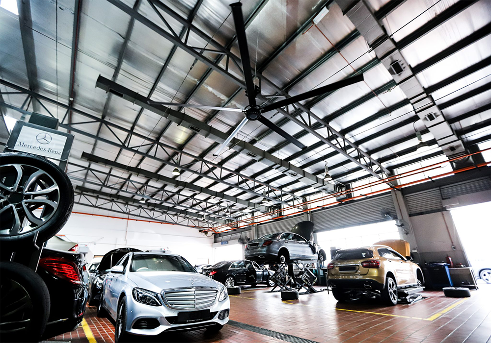 Kale HVLS Fans In Car Workshops | Kale Environmental Technology ...