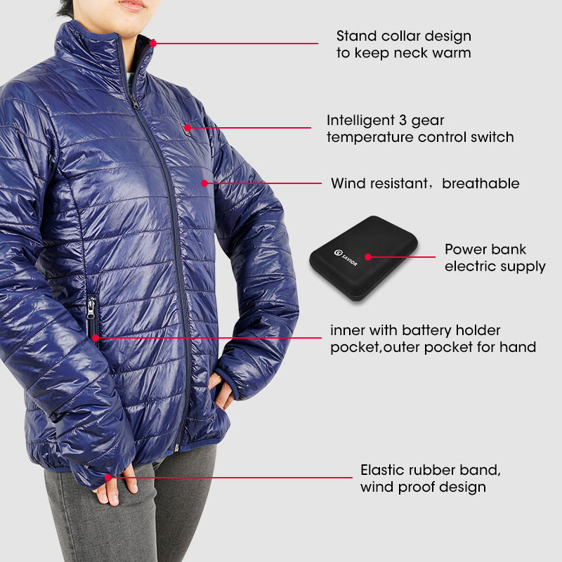 Winter Outdoor Light Weight Electric USB Bomber Thermal Jackets Puffer ...