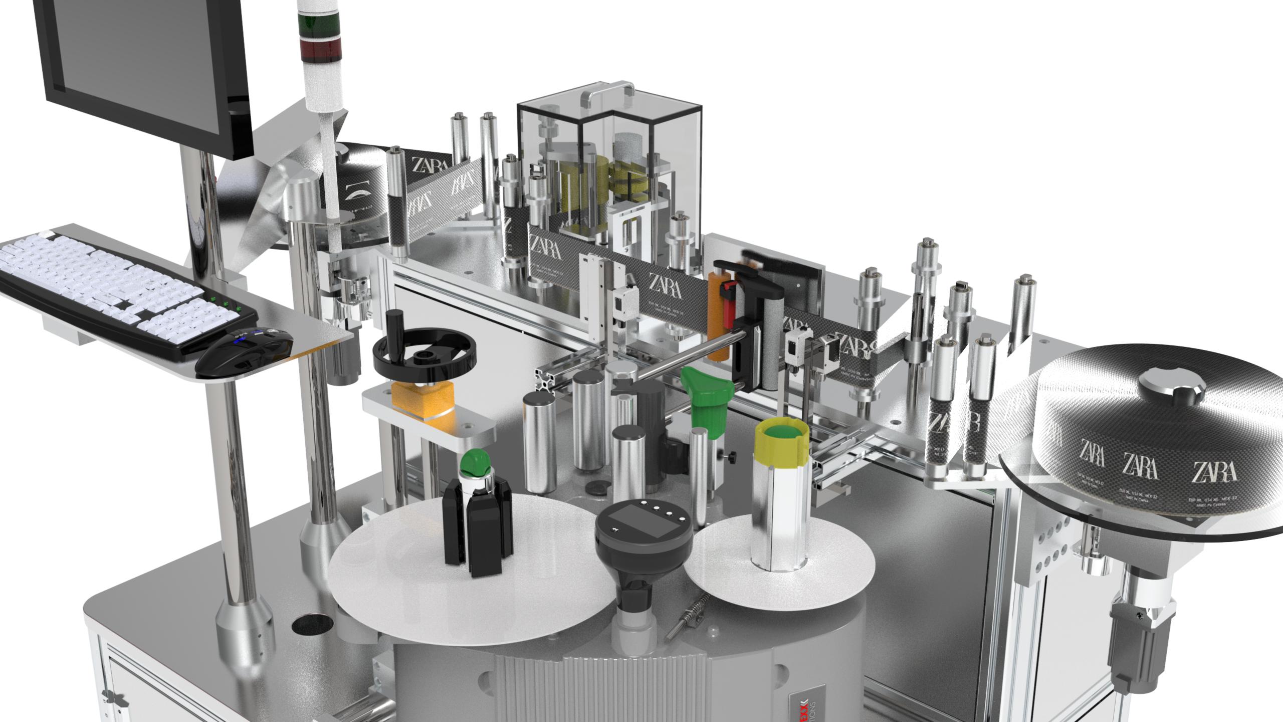 Auto ZARA Woven tag roll to roll label applicator labeling machine