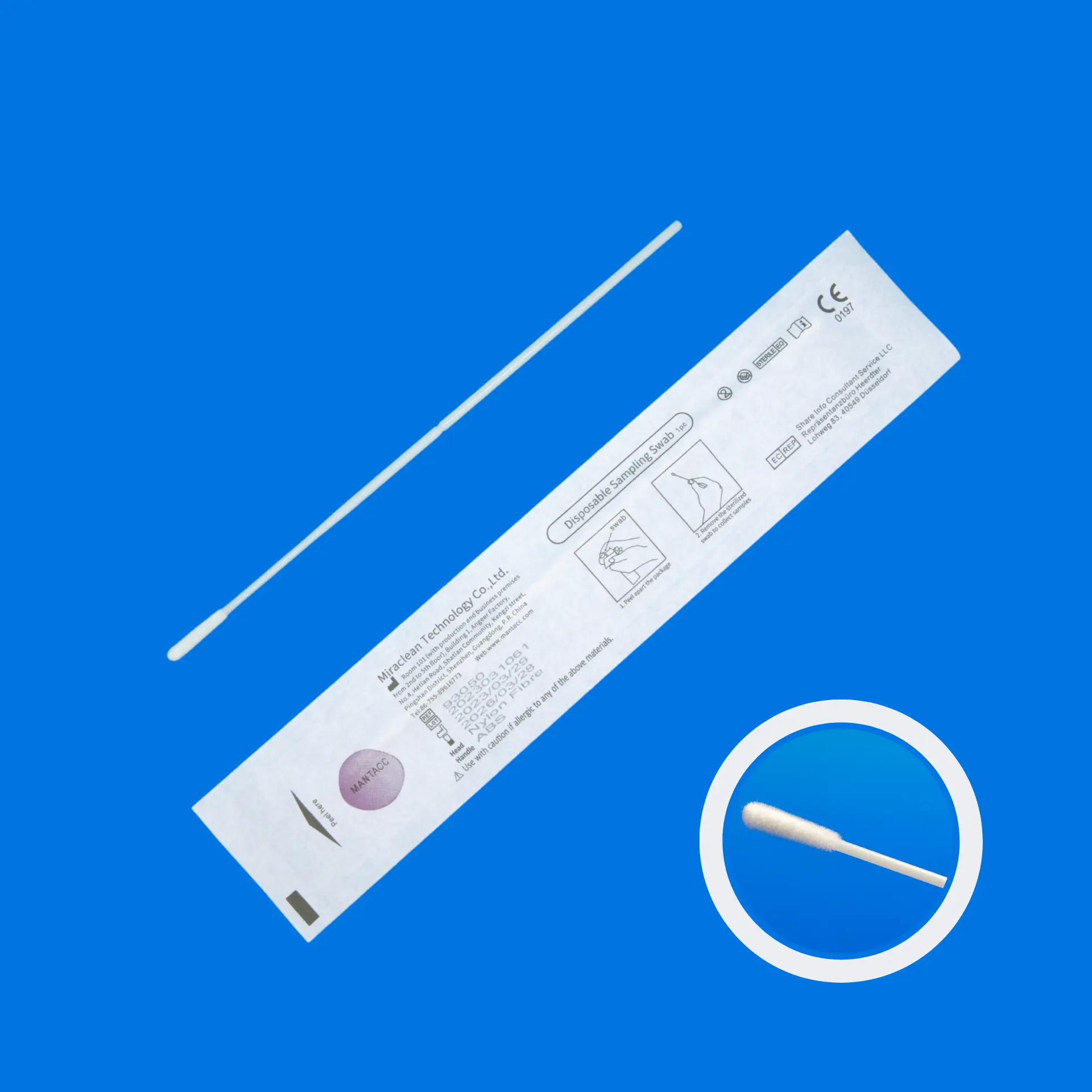 93050 6'' Sterile Standard Flocked Oropharyngeal Swabs w/ABS Handle ...