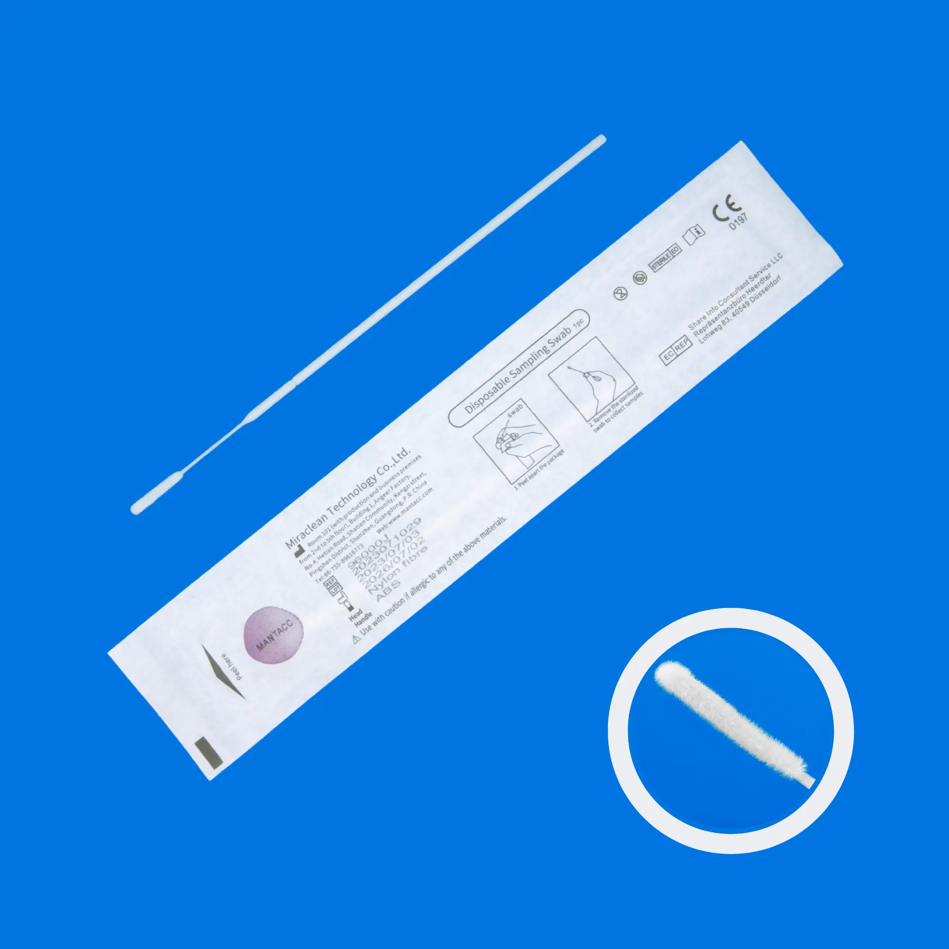 96000J 6'' Sterile Standard Flocked Nasopharyngeal Swabs w/ABS Handle ...