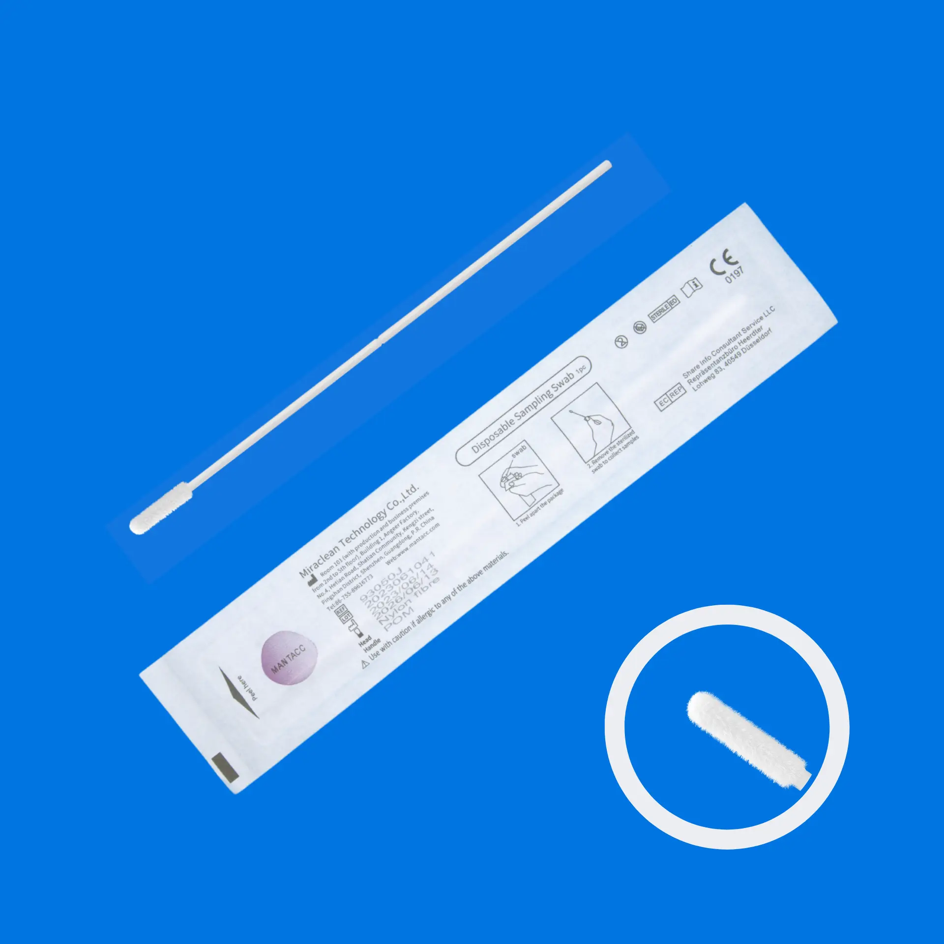 93050J 6'' Sterile Standard Flocked Oropharyngeal Swabs w/POM Handle ...