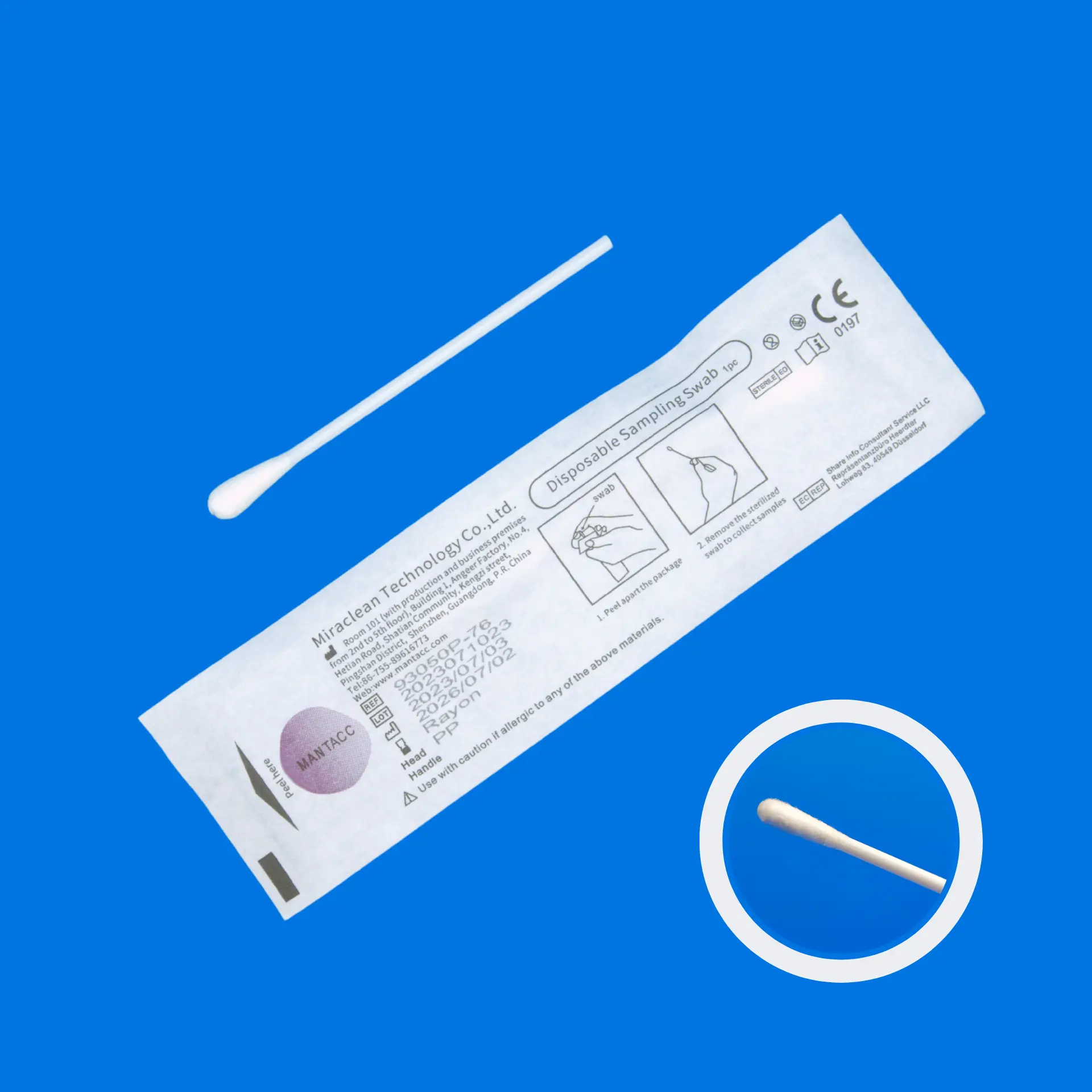 93050P-76 3'' Sterile Short Polyester Oropharyngeal Swabs w/Hollow ...