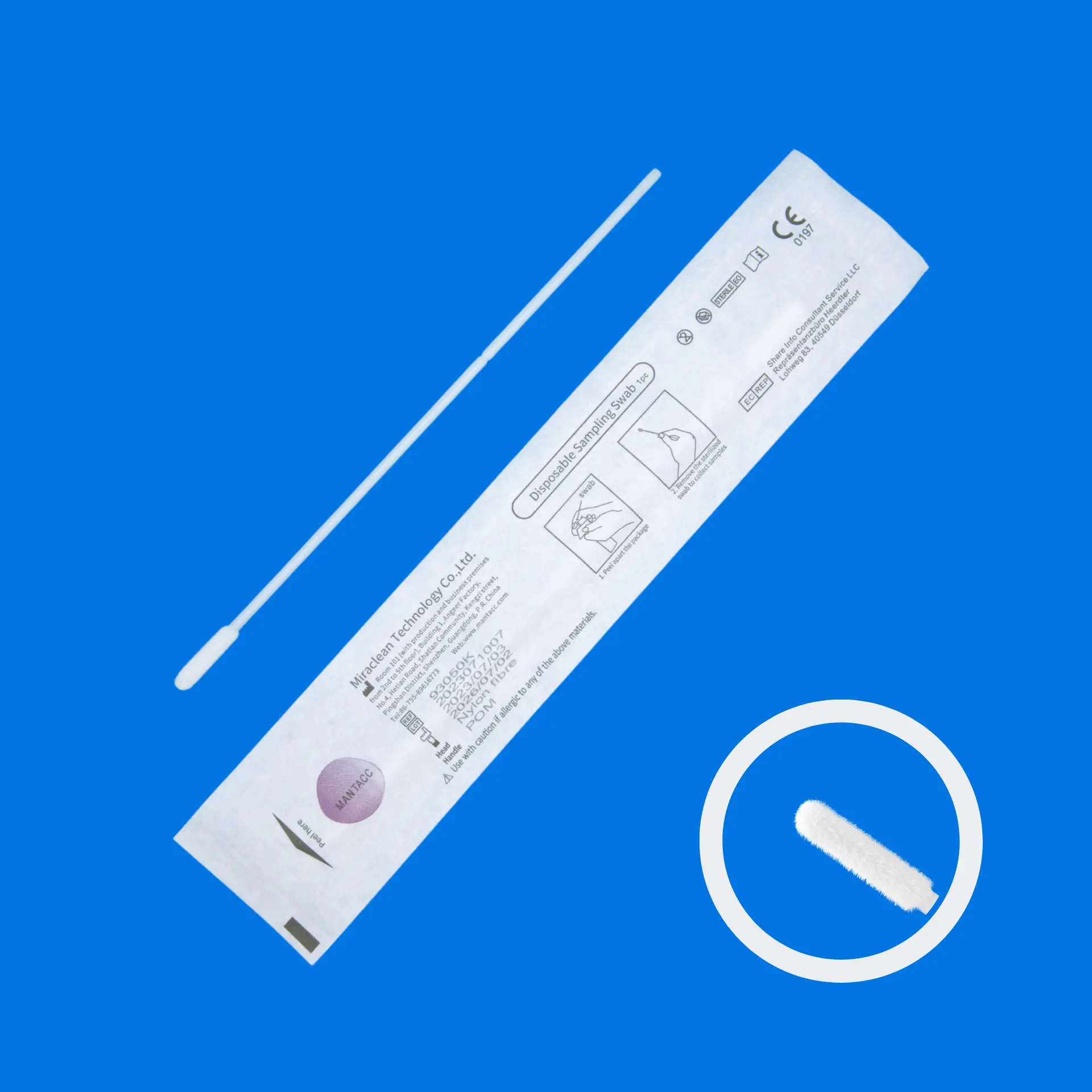 93050K 6'' Sterile Standard Flocked Oropharyngeal Swabs w/POM Handle ...