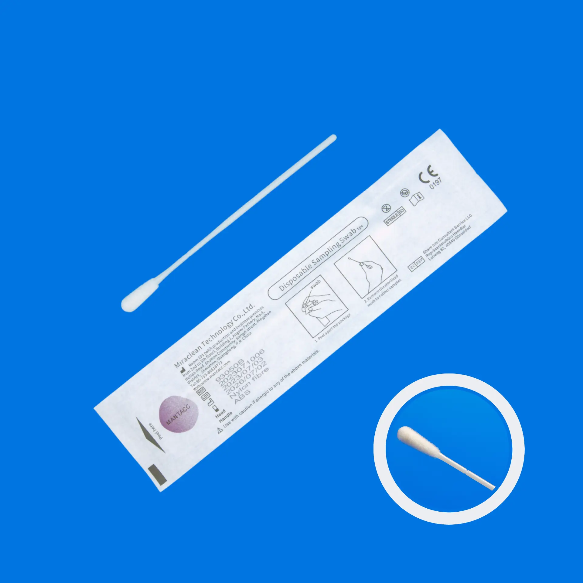 93050B 4'' Sterile Standard Flocked Oropharyngeal Swabs w/ABS Handle ...