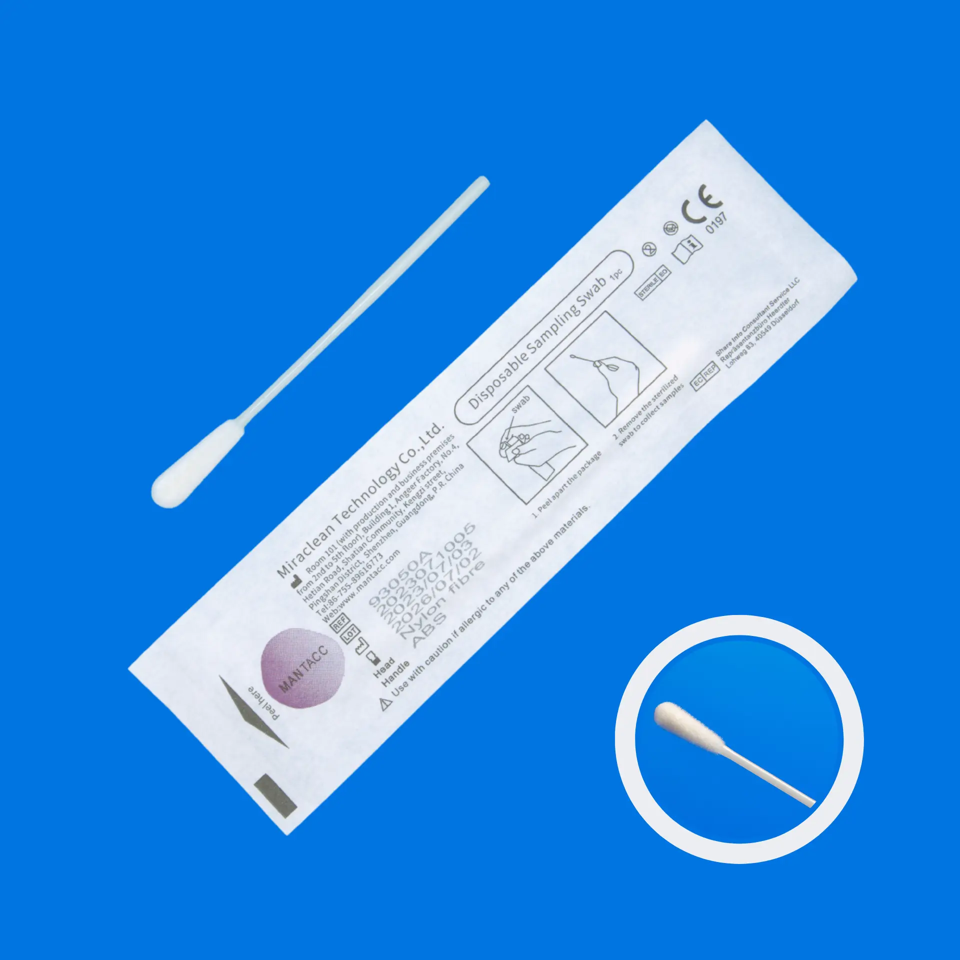 93050A 2.75'' Sterile Short Flocked Oropharyngeal Swabs w/ABS Handle ...