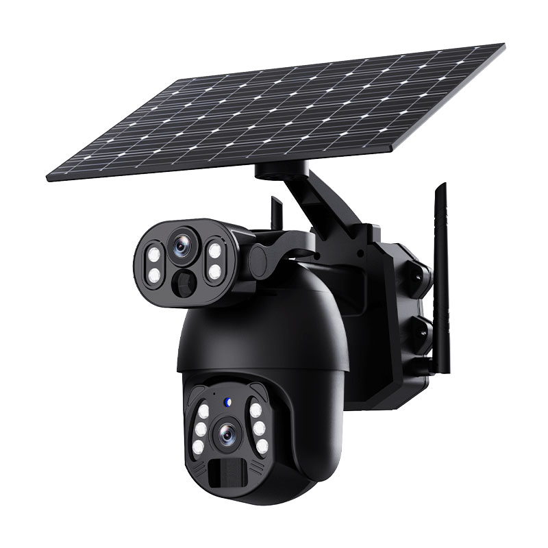 Dual-Len 4K Solar CCTV Camera Kit with Solar Panel and Lithium Battery