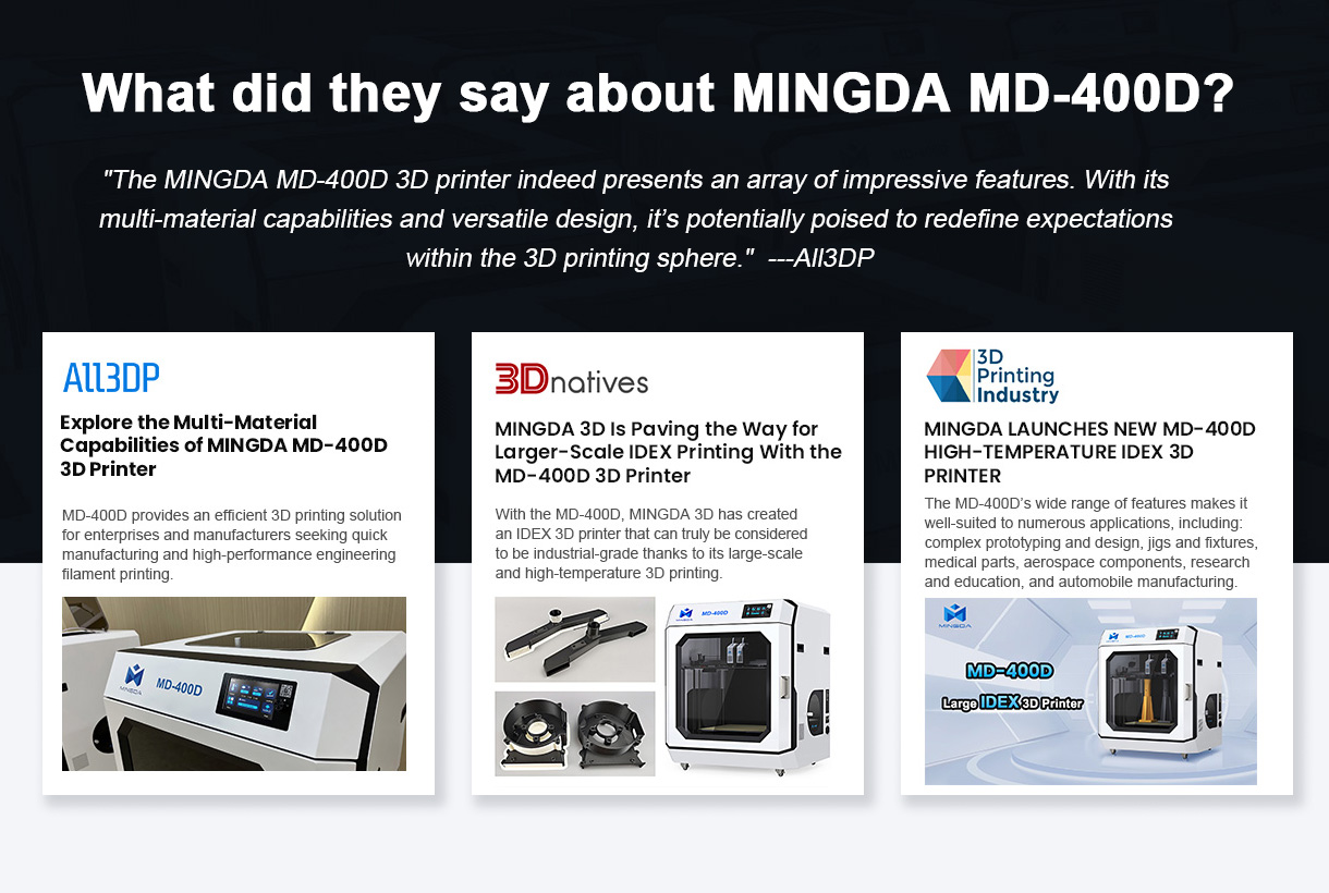 What Did They Say About MINGDA IDEX 3D Printer MD-400D? | Shenzhen Mingda Technology Co., Ltd