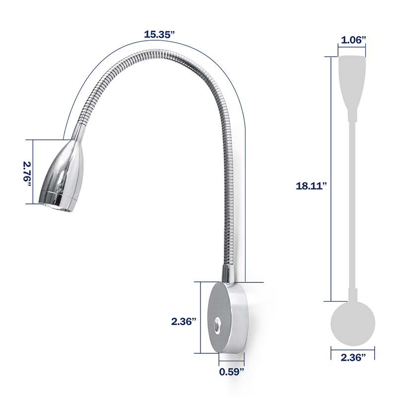 Interior 12V LED Flexible Gooseneck Reading Lights With Blue Lighting