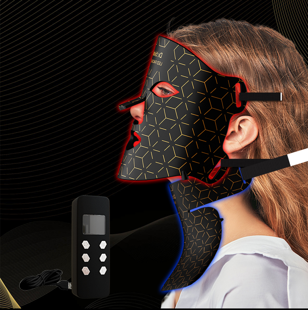 Near Infrared Red 8 LED Lights Therapy Face and Neck Silicone Mask