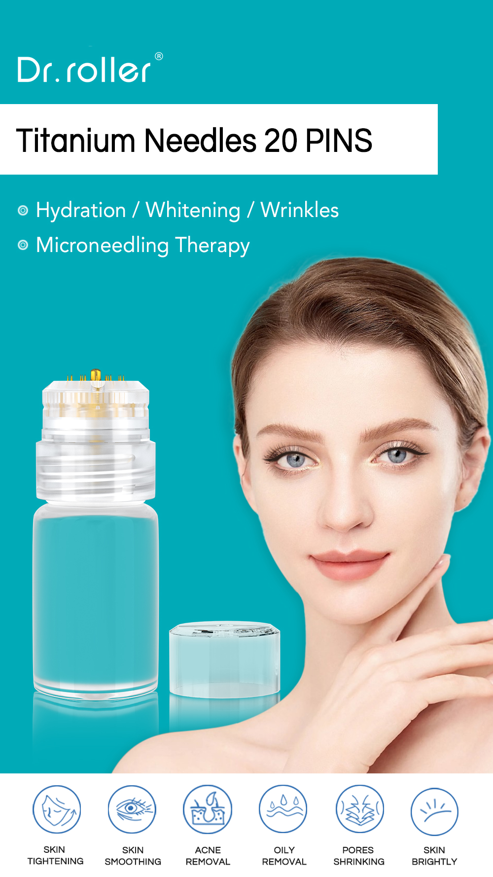 Dr. roller Hydra Needle Facial Microneedling Derma Stamp 20 Pins With ...