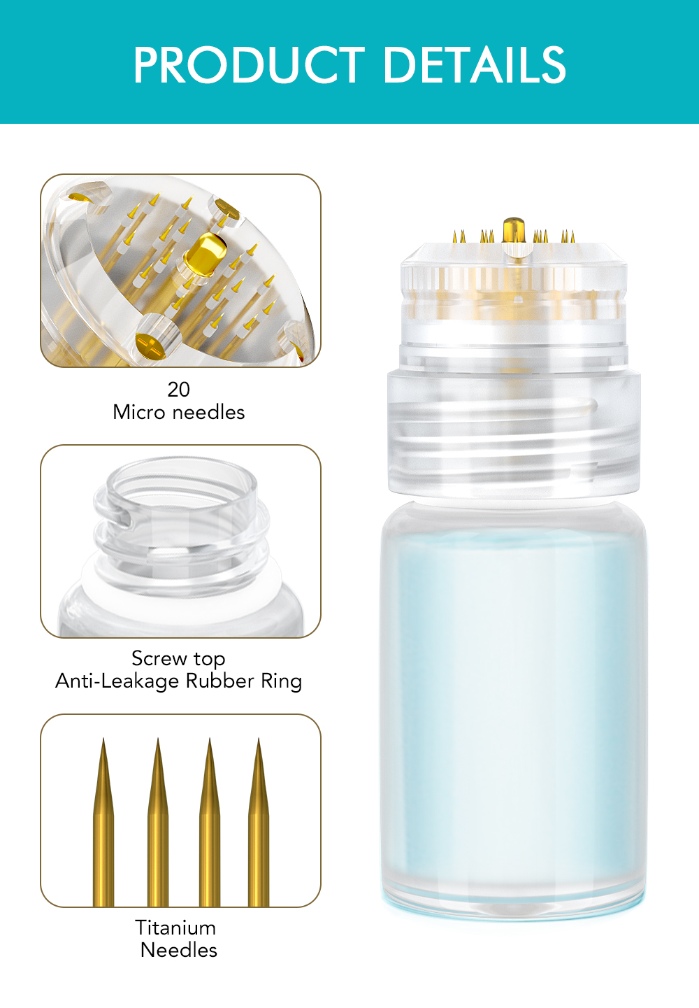 Dr. roller Hydra Needle Facial Microneedling Derma Stamp 20 Pins With ...