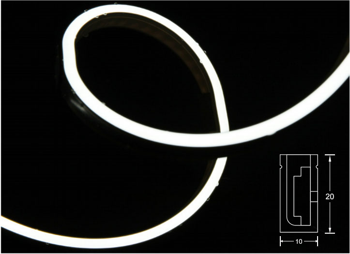 KEBON NEON FLEX LED STRIP -- 2835-120D-24V-10*20-Side View